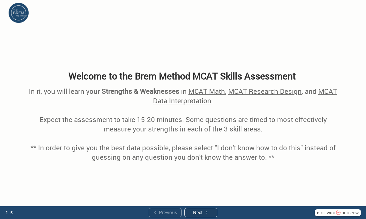 MCAT Skills Assessment | Brem Method